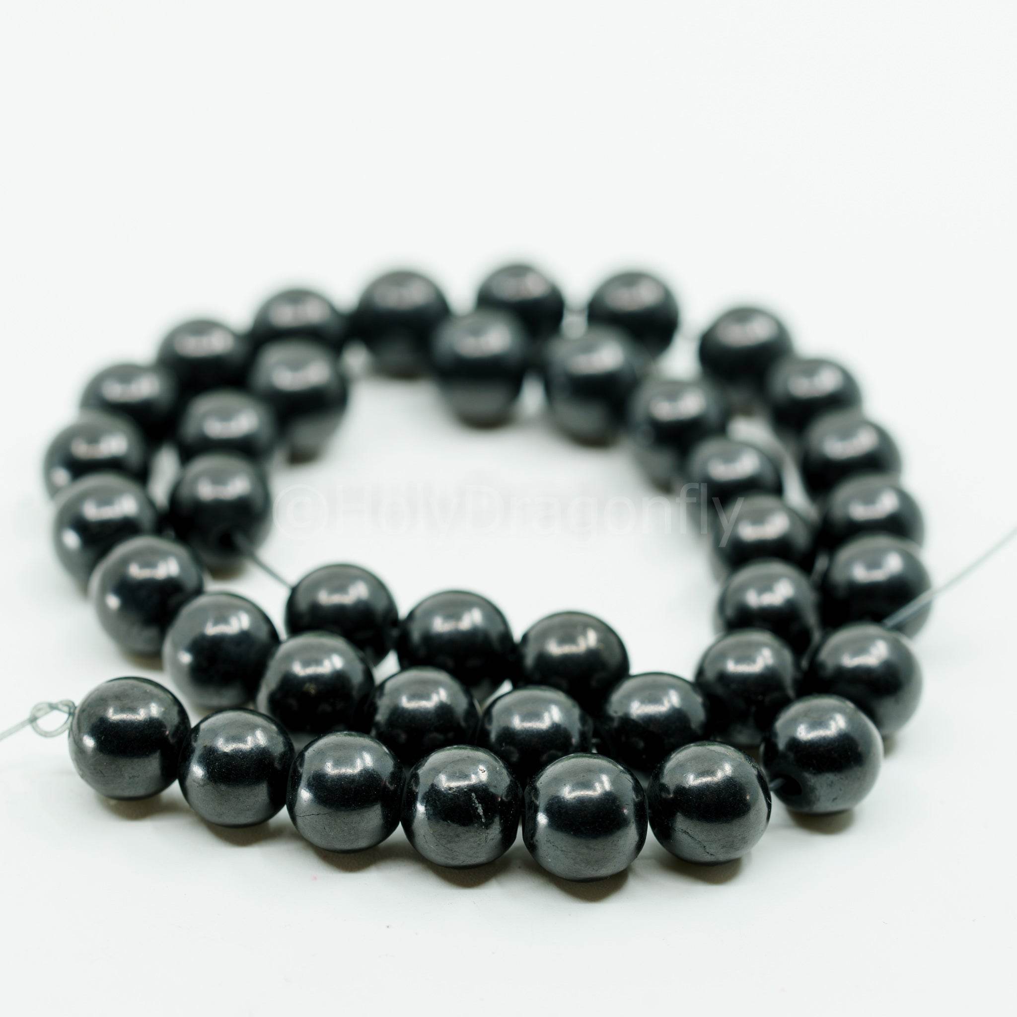 Šungitas - Karoliukų Gija Vėrimui 10mm - Holy Dragonfly