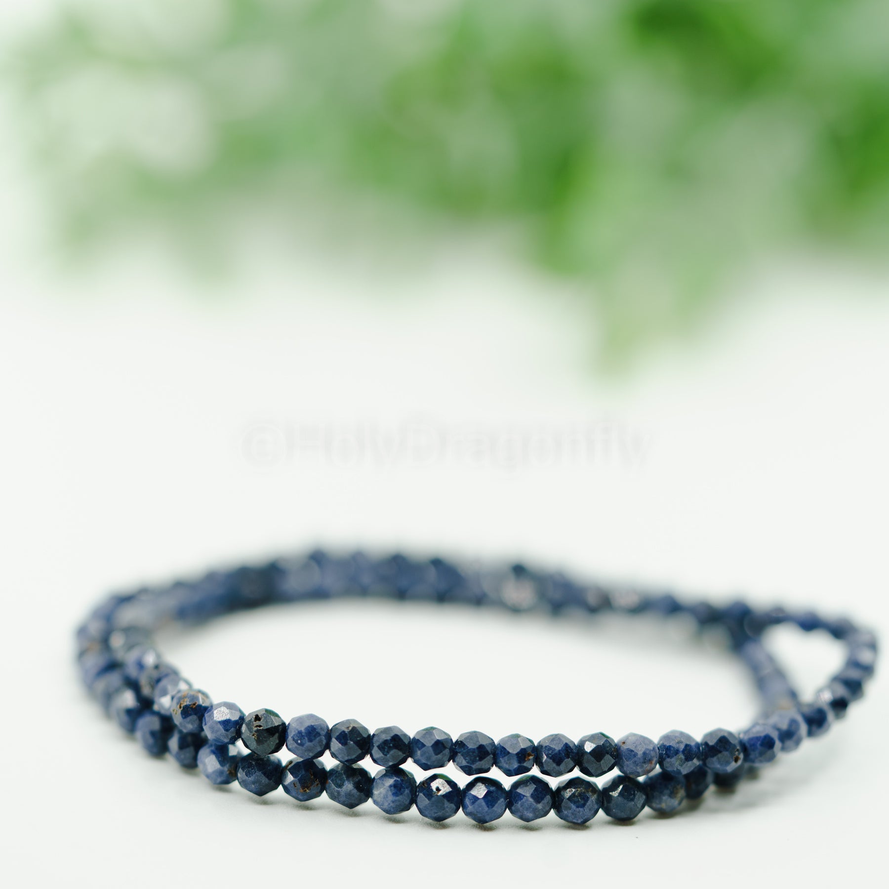 Mėlynas safyras apyrankė "4mm"- Holy Dragonfly