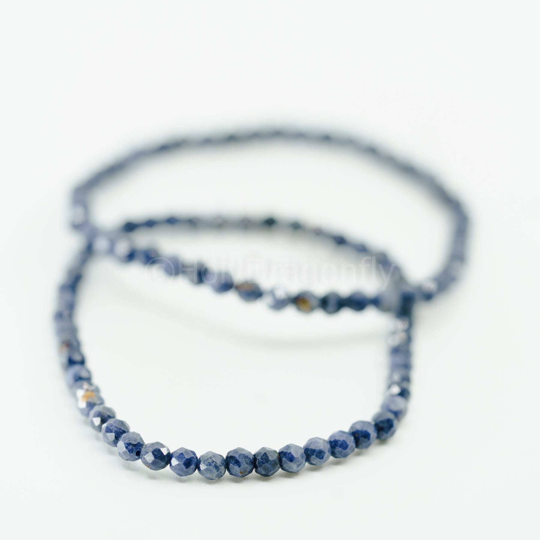 Mėlynas safyras apyrankė "4mm"- Holy Dragonfly